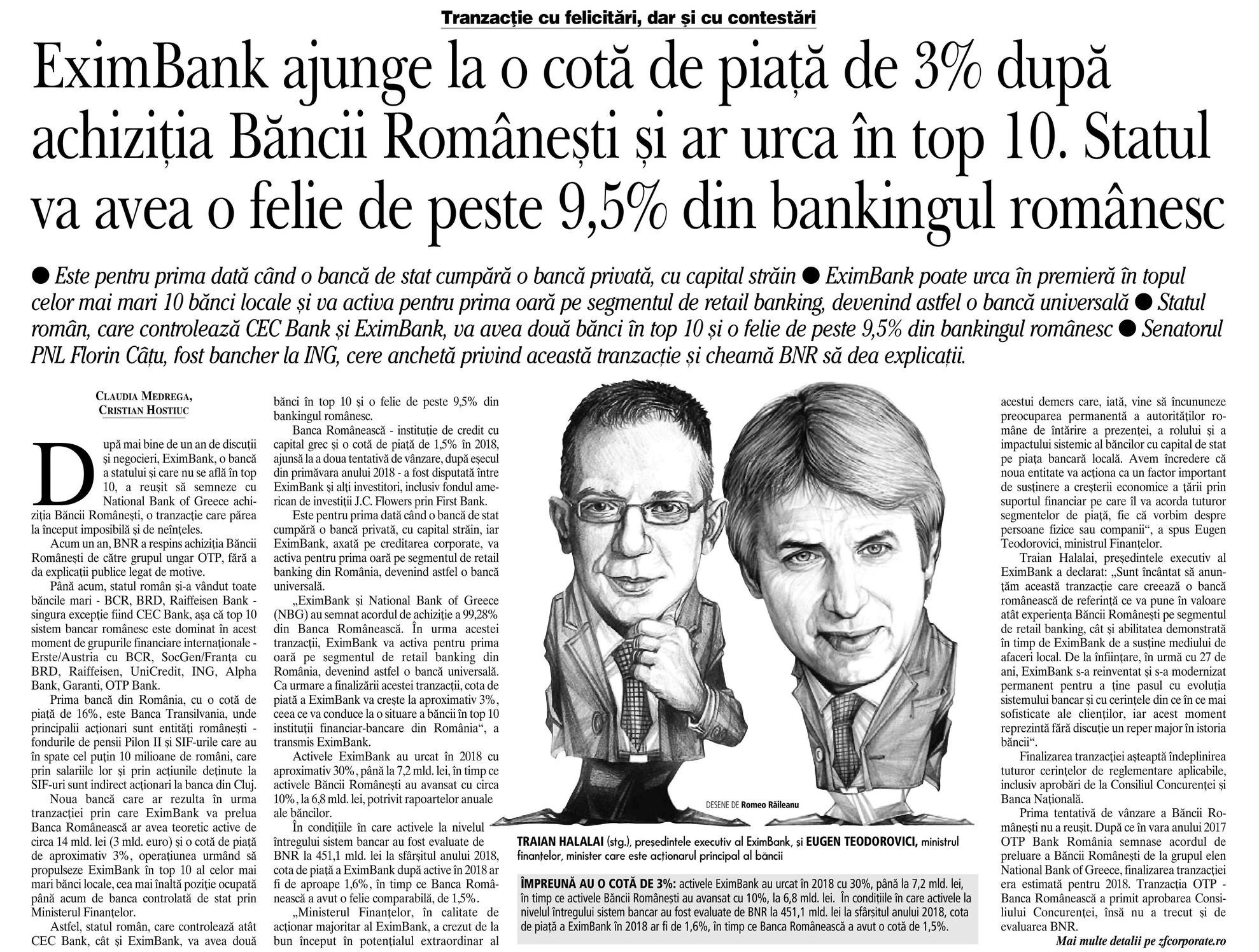 EximBank cumpara Banca Romaneasca intr-o tranzactie de 310 milioane ...